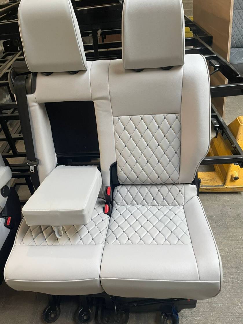 Grey Diamond Transit Custom 2+1 Matching Front Seats - Lusso Campers