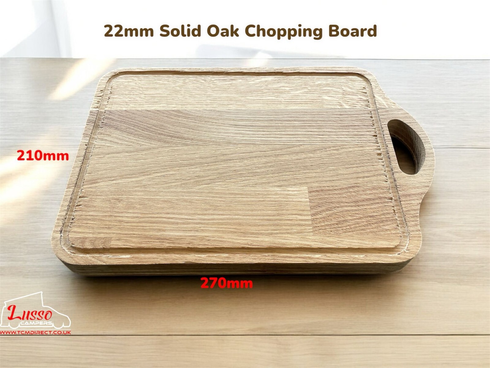Premium Heavy Duty - Solid Oak 22mm Chopping/Serving Board (21cm x 27cm ...