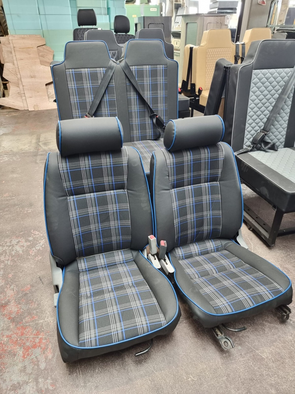 Mazda Bongo/Ford Freda Front Seats & Back Rock & Roller Bed Seats Blue ...